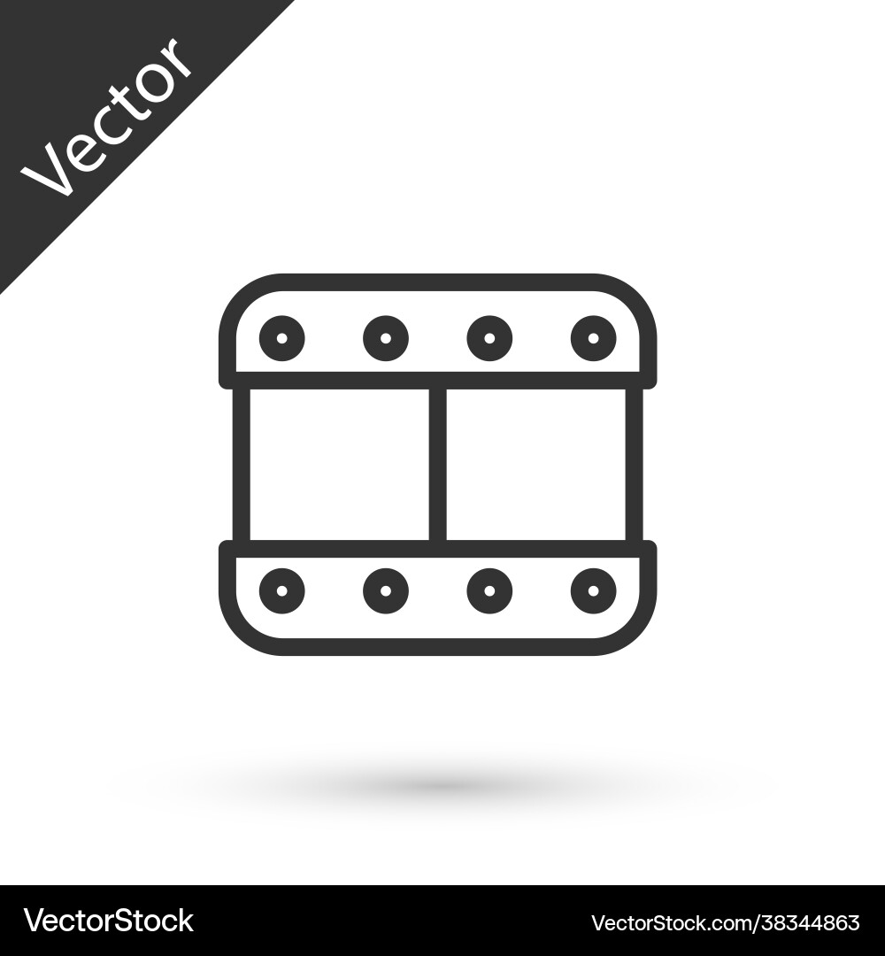 Grey line play video icon isolated on white Vector Image