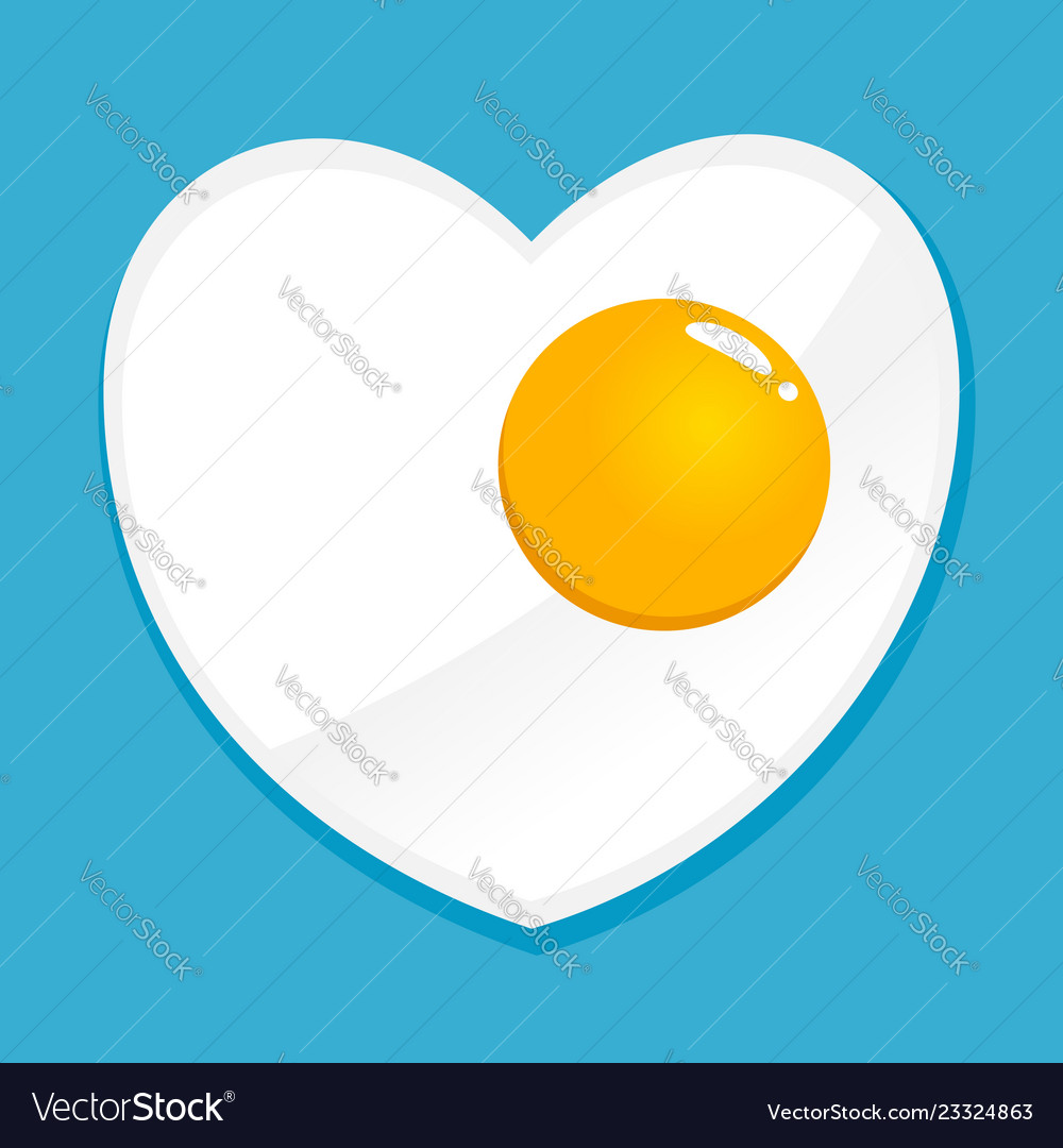 Heart shaped fried egg Royalty Free Vector Image