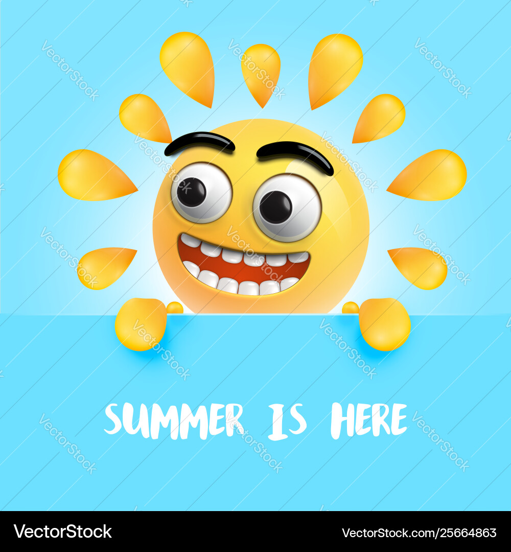 Highly detailed happy sunny emoticon Royalty Free Vector
