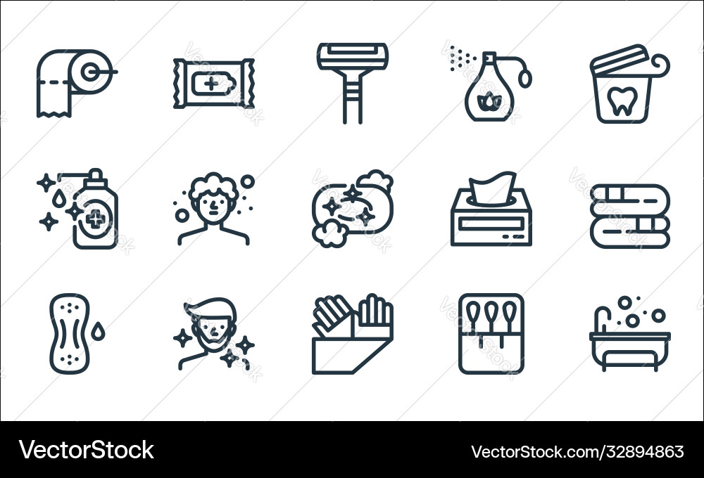 Personal hygiene line icons linear set quality Vector Image