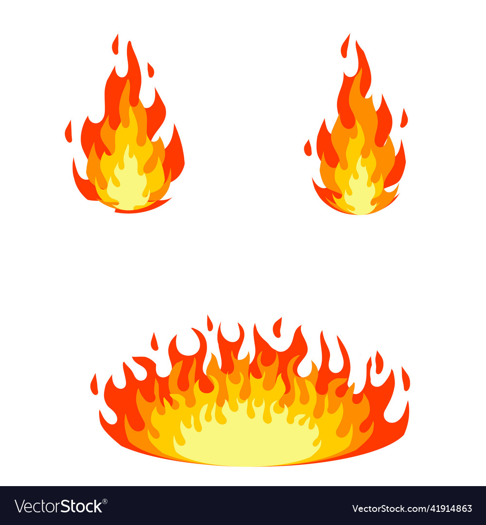 Red flame set fire element Royalty Free Vector Image
