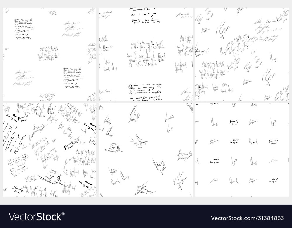 Seamless abstract text pattern set handwritten Vector Image