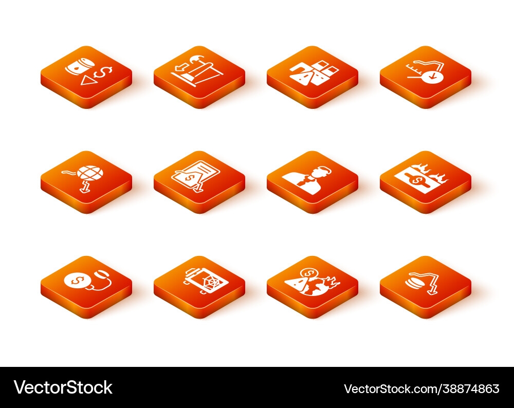 Set debt ball chained to coin safe global Vector Image