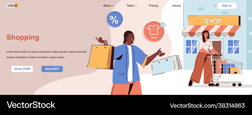 Shopping web concept buyers make purchases Vector Image