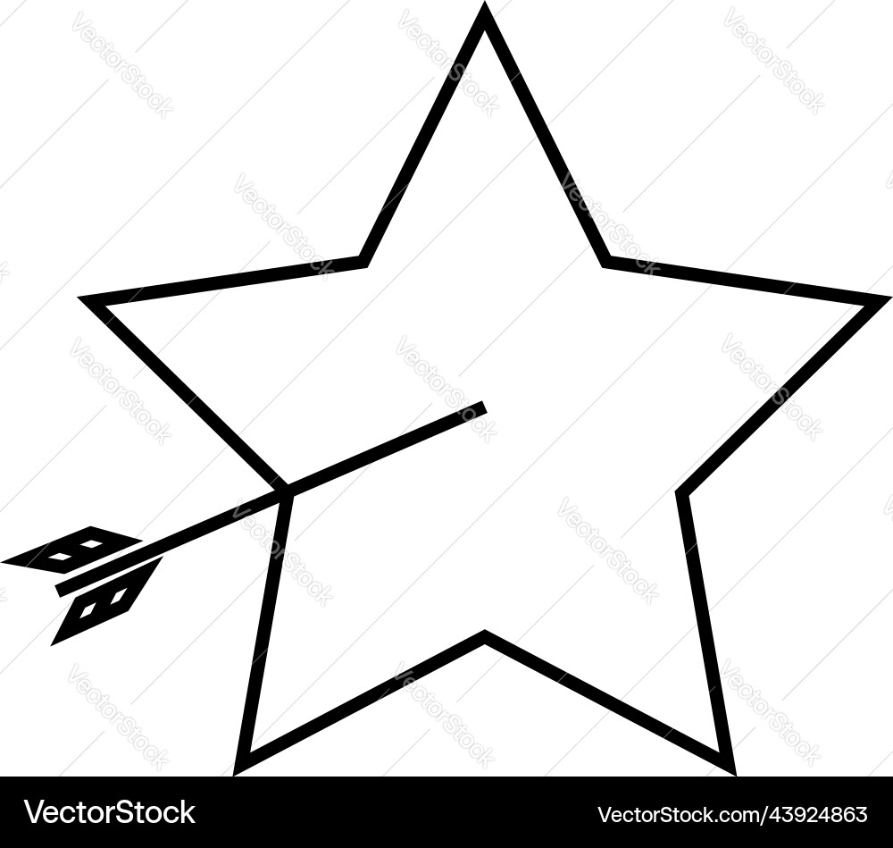 Star hit by an arrow icon isolated on white Vector Image