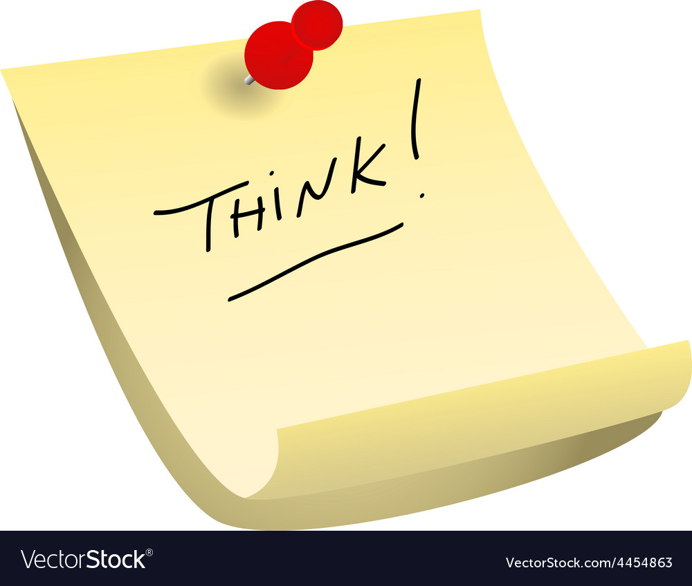 Think sticky note Royalty Free Vector Image - VectorStock