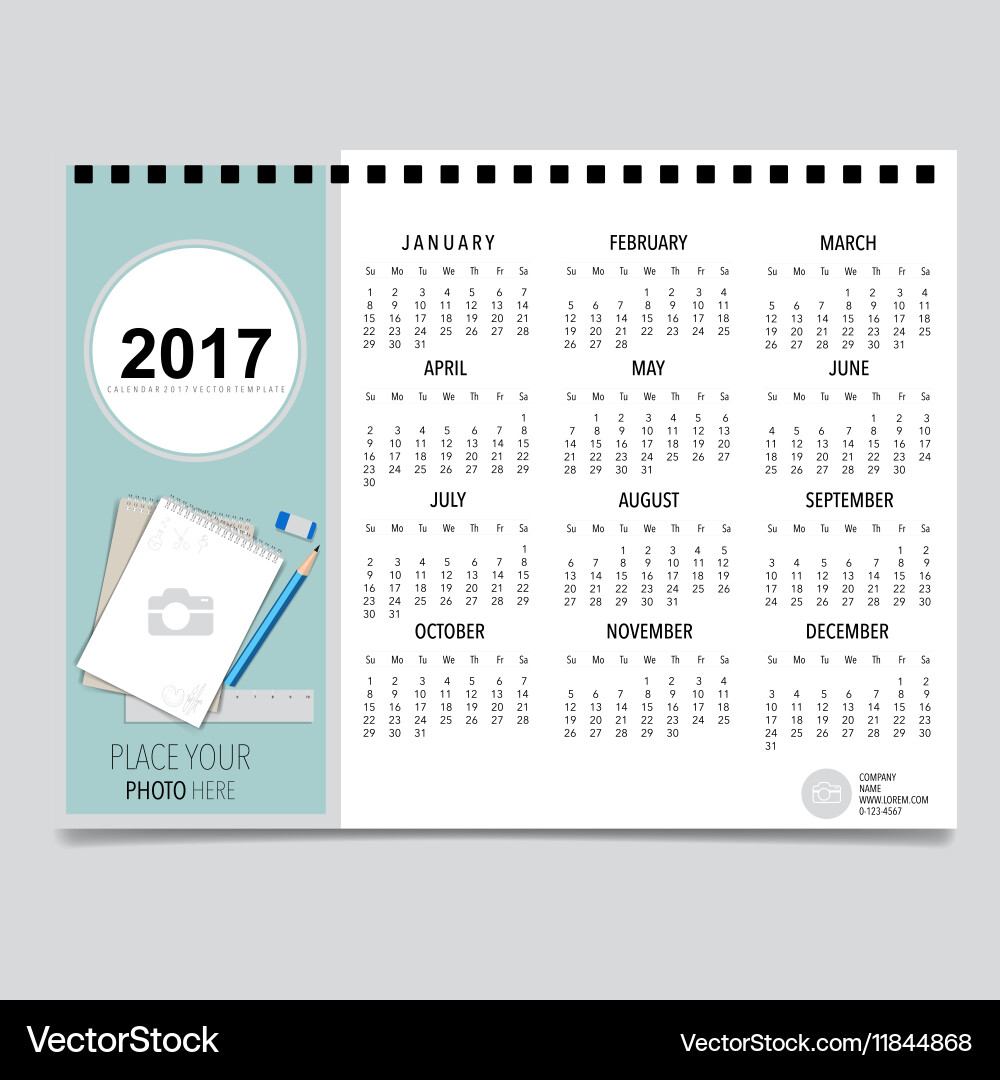 2017 calendar planner design template set of 12 Vector Image