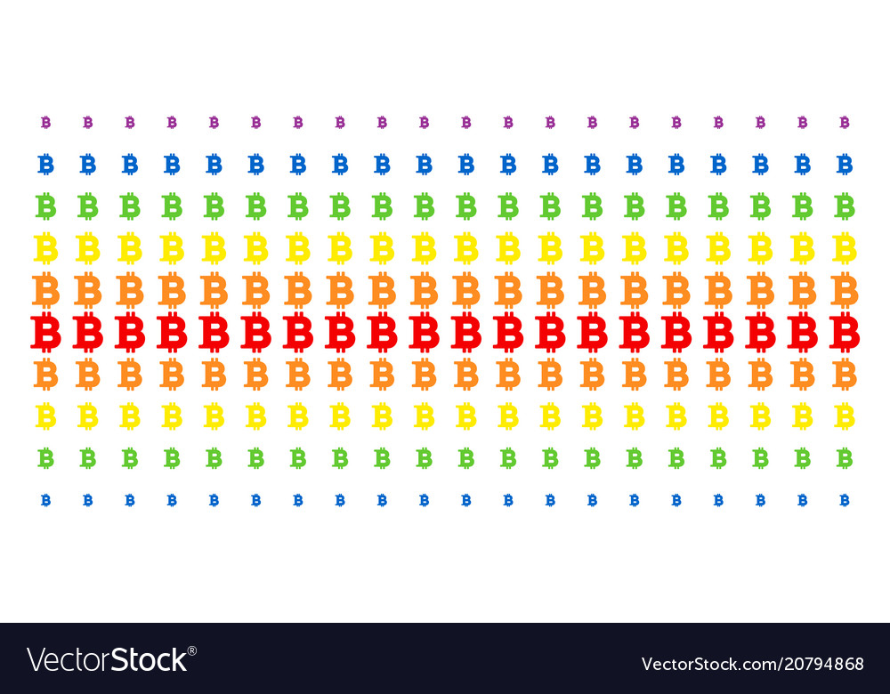 Bitcoin shape halftone spectral pattern Royalty Free Vector
