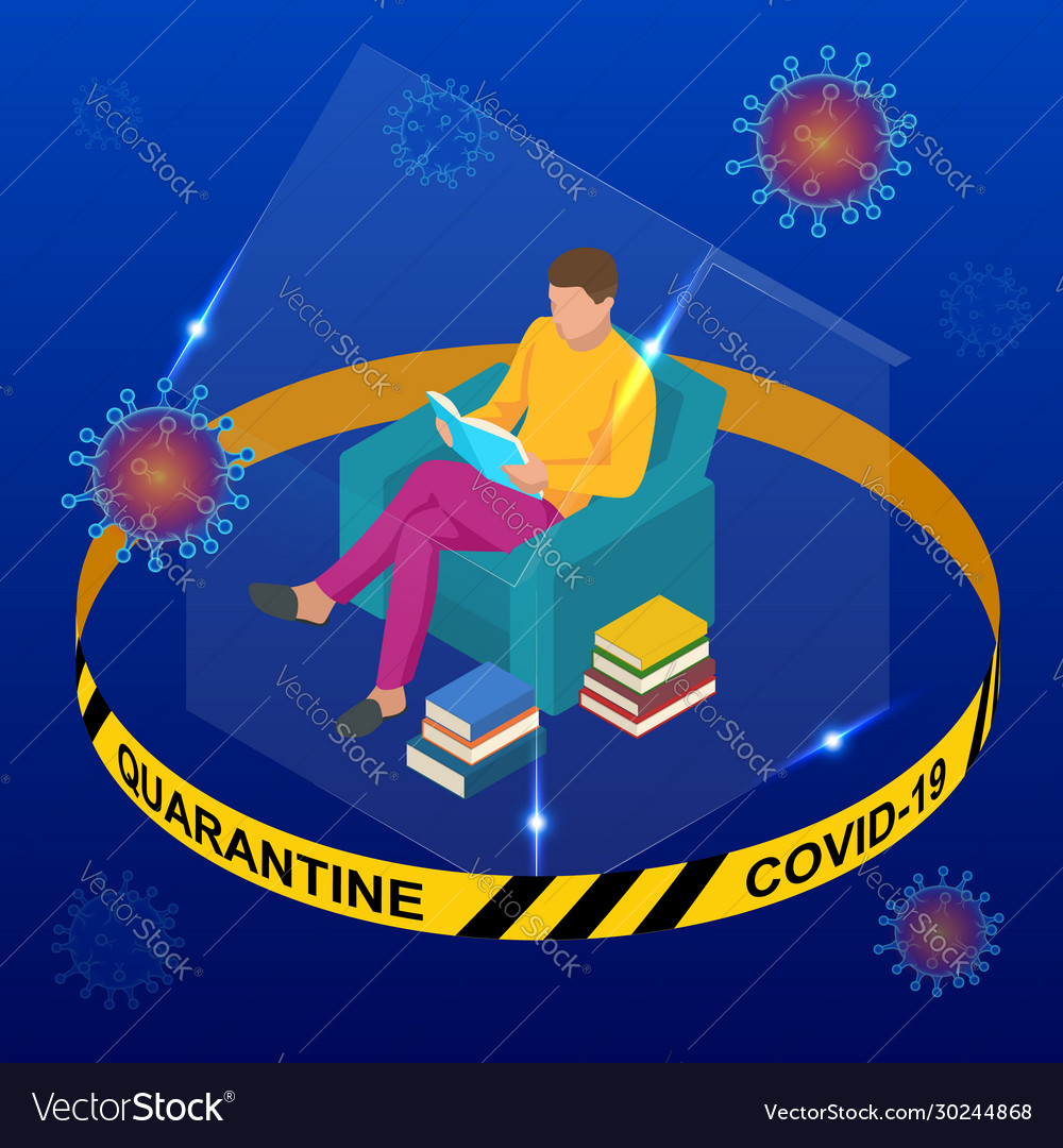 Coronavirus covid-19 staying at home with self Vector Image