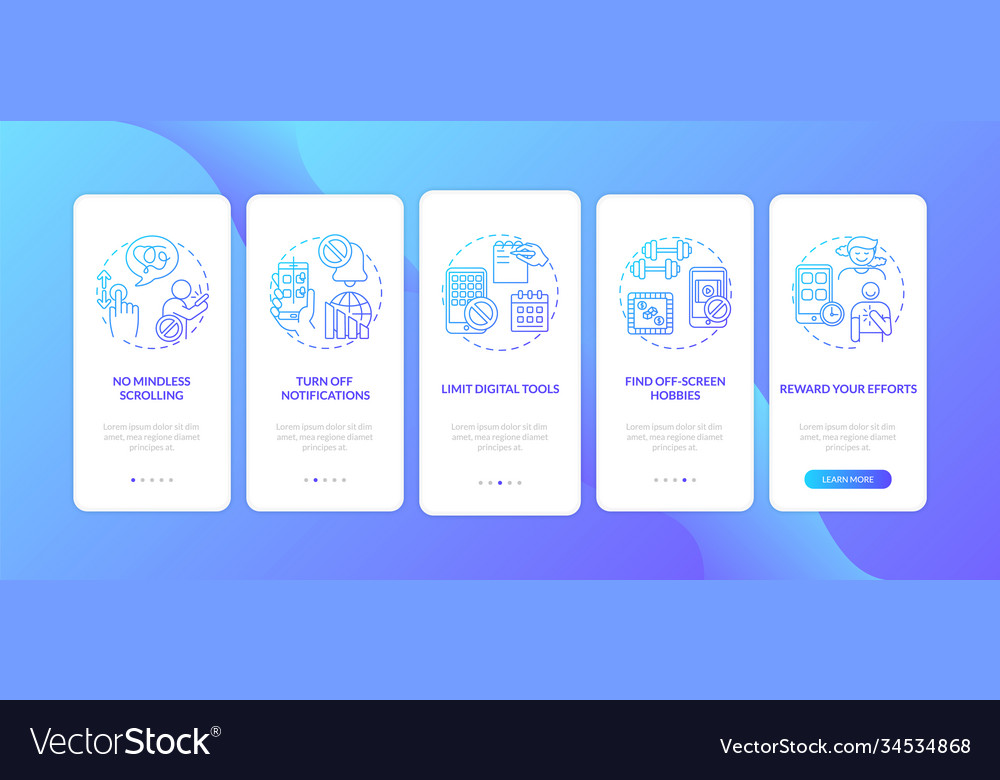 Fighting Smartphone Addiction Onboarding Mobile Vector Image