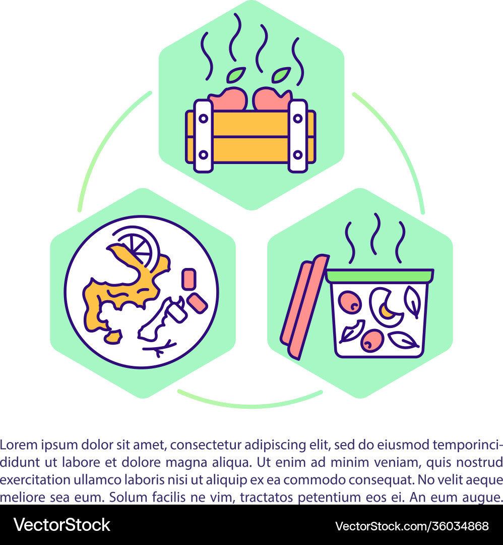 Food waste concept icon with text Royalty Free Vector Image