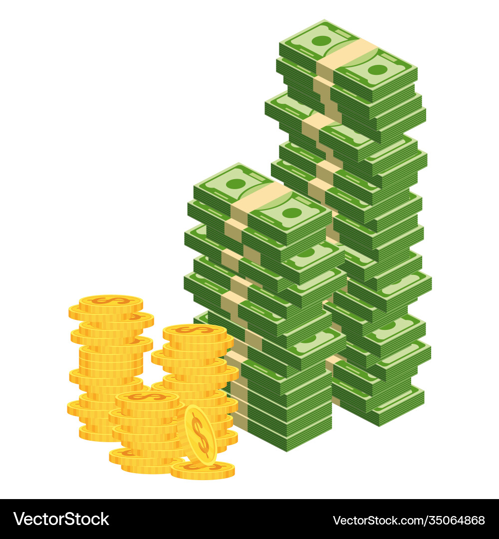 Huge packs paper money flat Royalty Free Vector Image