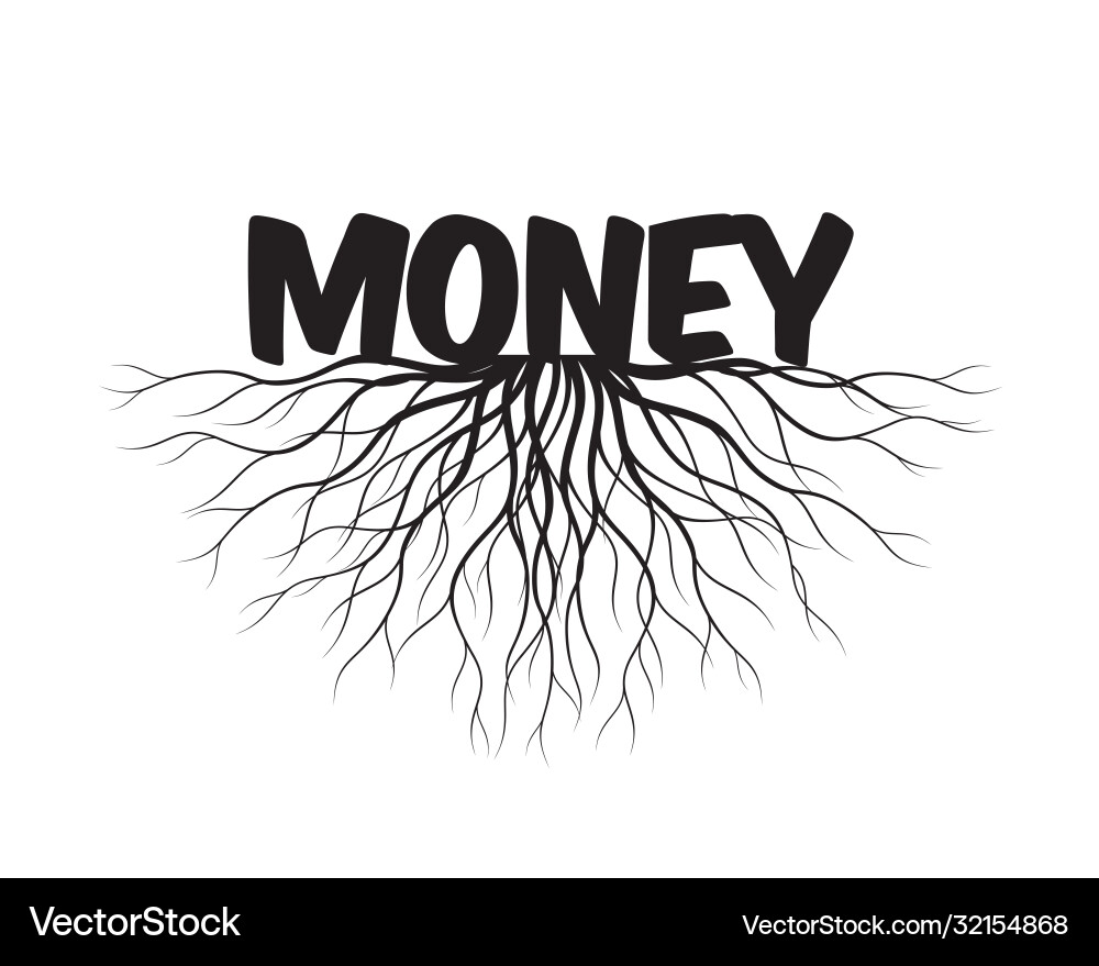 Money text and idea concept with leaves Royalty Free Vector
