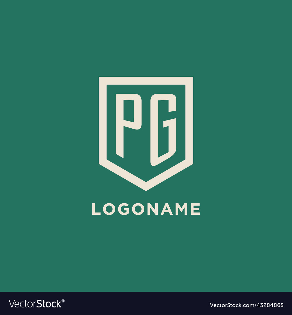 Pg initial logo monogram shield geometric shape Vector Image