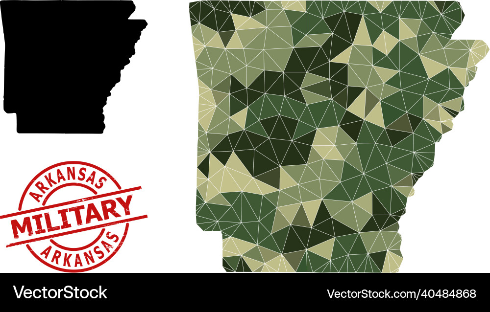 Polygonal mosaic map of arkansas state Royalty Free Vector