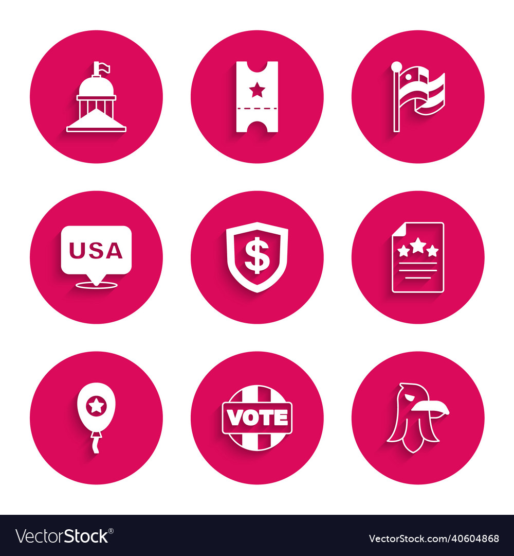 Set shield with dollar vote eagle declaration Vector Image