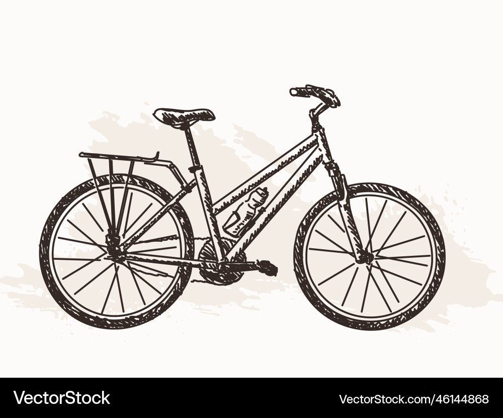 Sketch of bicycle hand drawn Royalty Free Vector Image