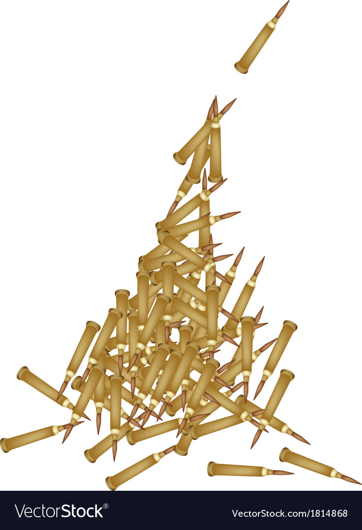 Stack rifle bullets on white background Royalty Free Vector