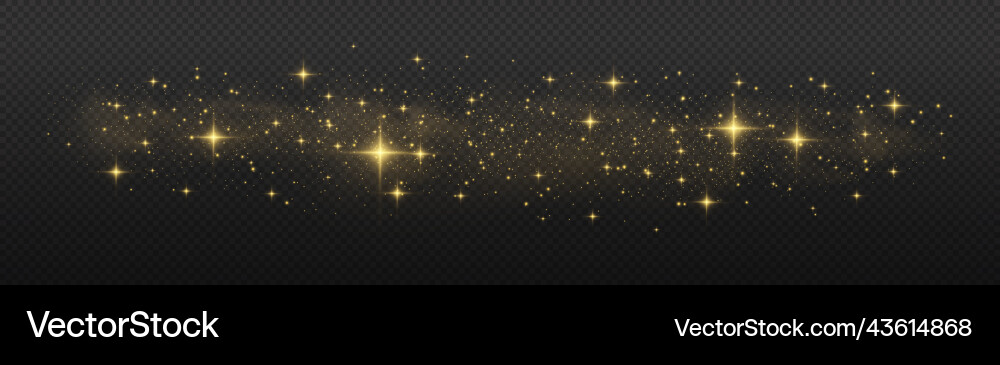 Starry gold dust flash light spark sparkle stars Vector Image