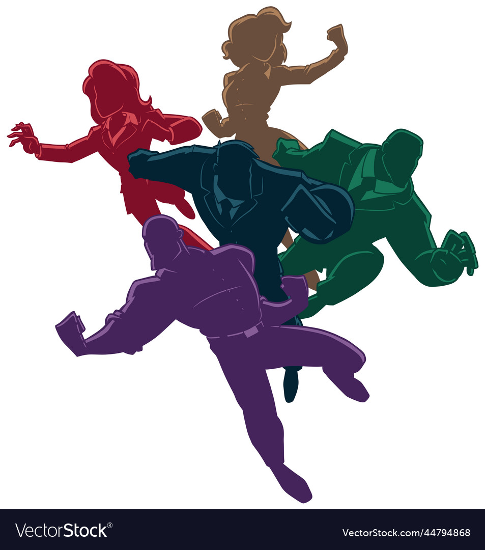 Super business team silhouettes colorful on white Vector Image