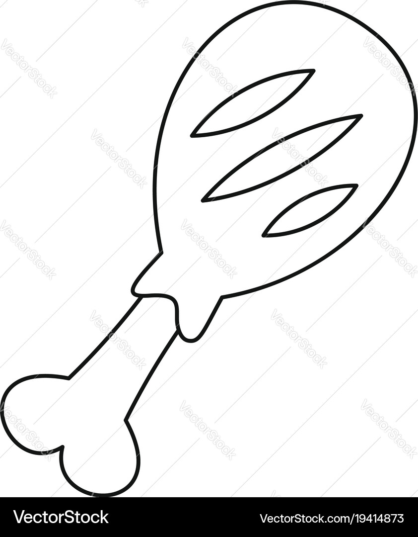 Chicken meat on the bone icon outline style Vector Image