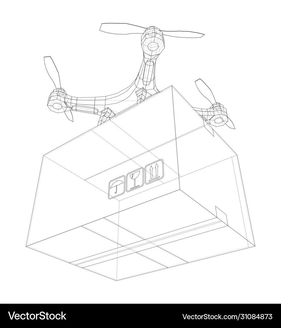 Delivery drone concept outline Royalty Free Vector Image