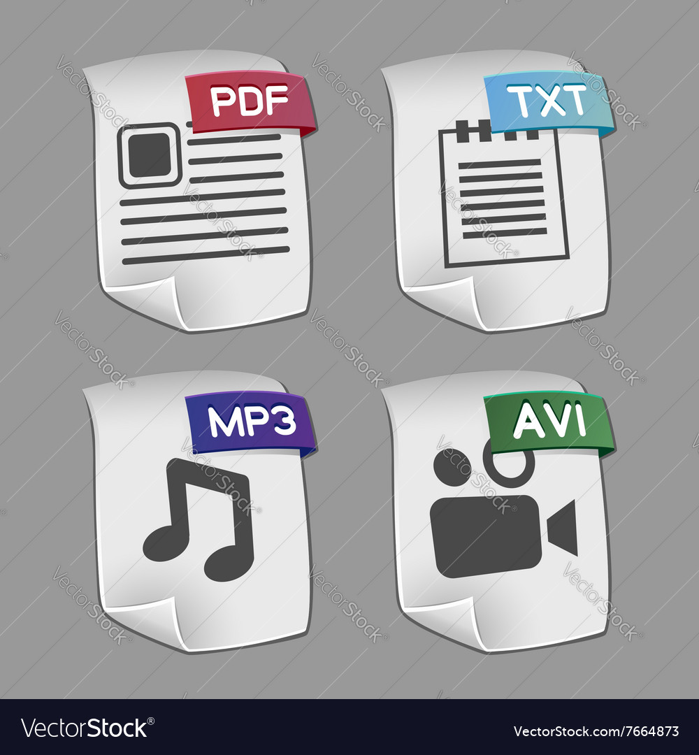 Icons of files collection Royalty Free Vector Image