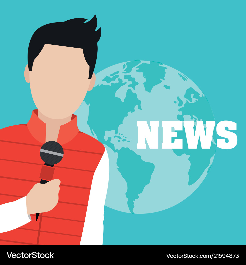 Male journalist reporter Royalty Free Vector Image