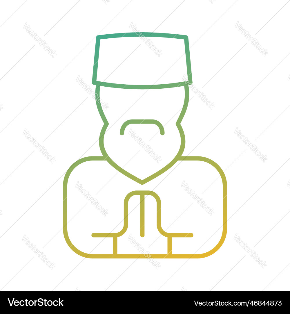 Muslim man wearing skullcap islamic gradient icon Vector Image