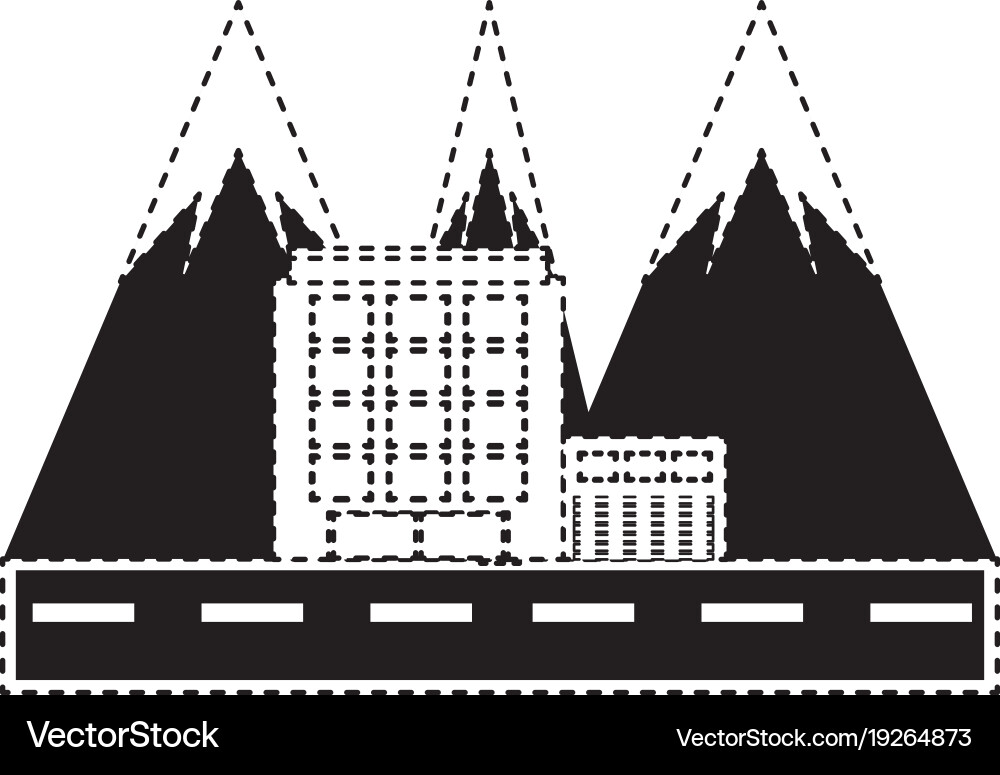 Road with city buildings Royalty Free Vector Image