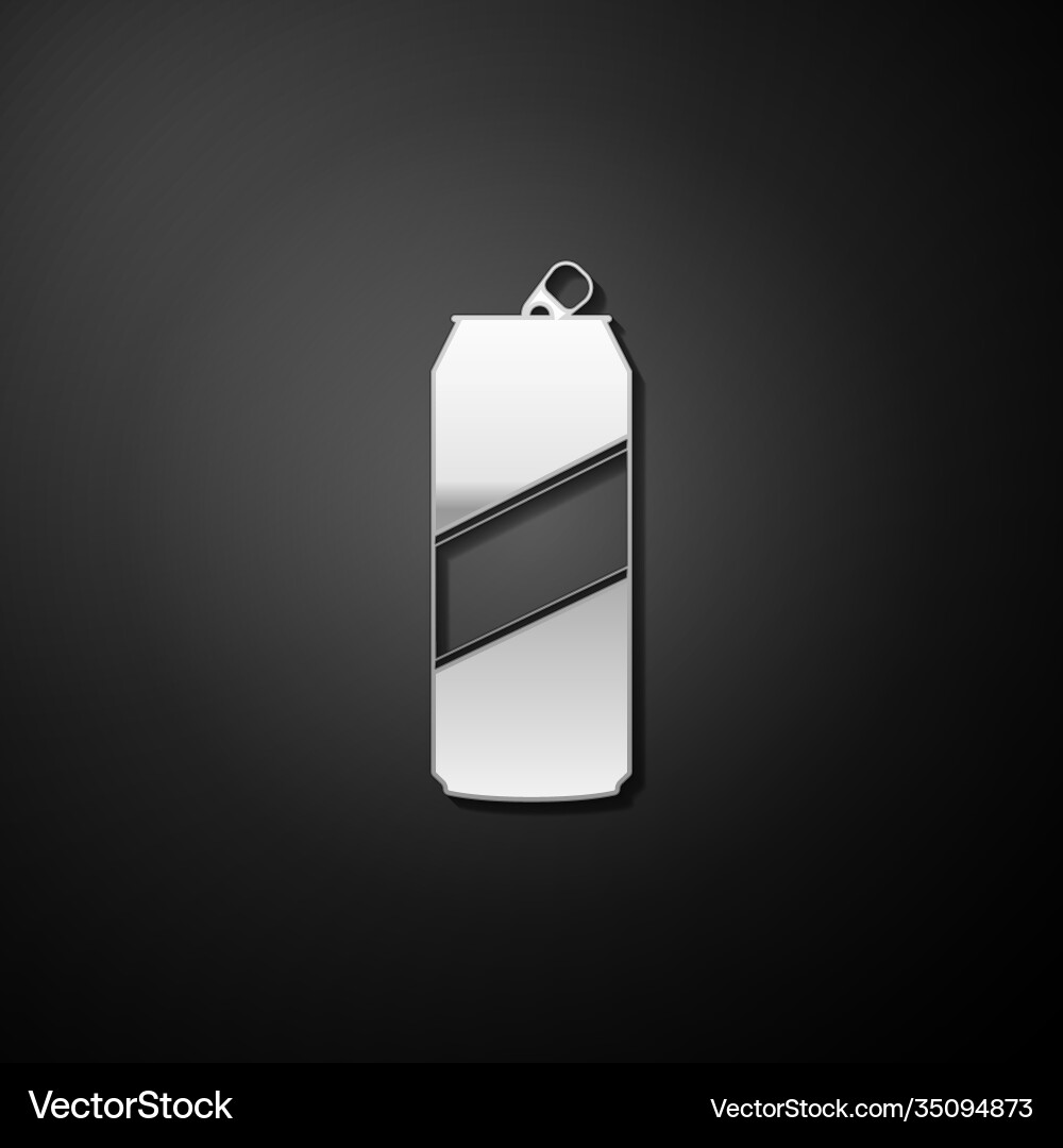 Silver aluminum can icon isolated on black Vector Image