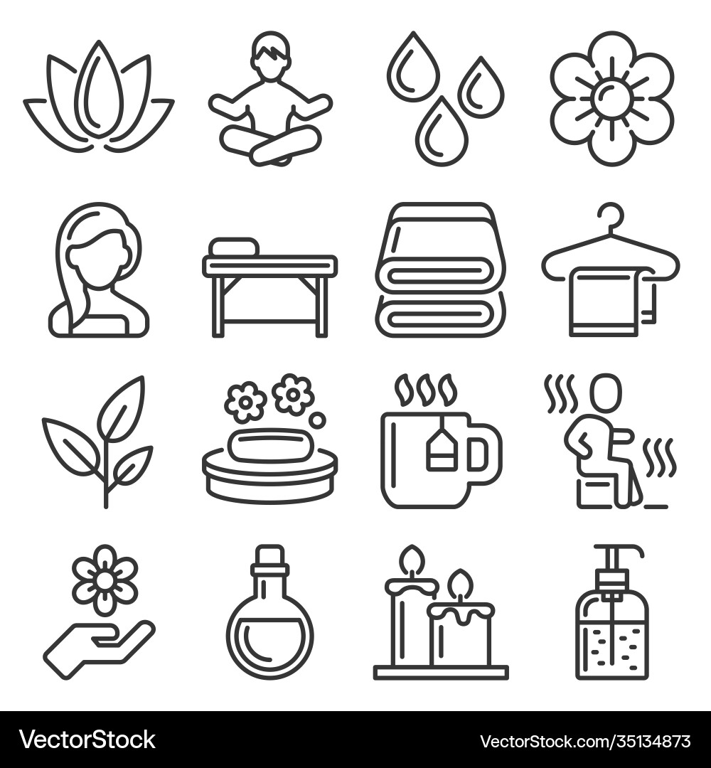 Spa and relax icons set on white background Vector Image