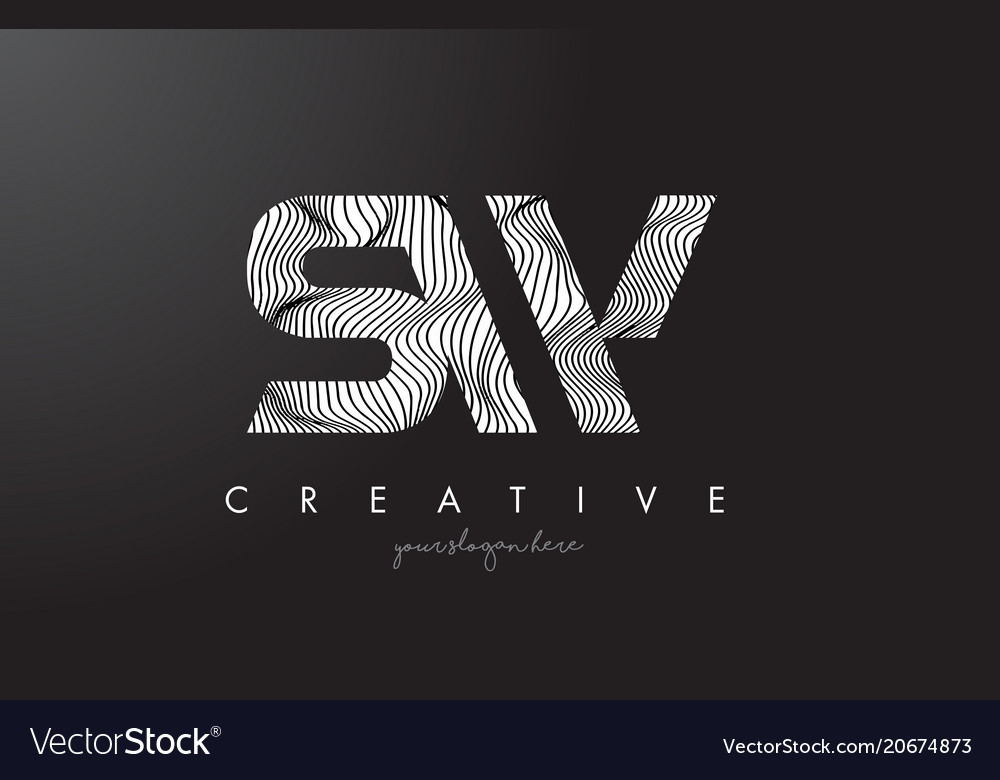 Sw S W Letter Logo With Zebra Lines Texture Vector Image