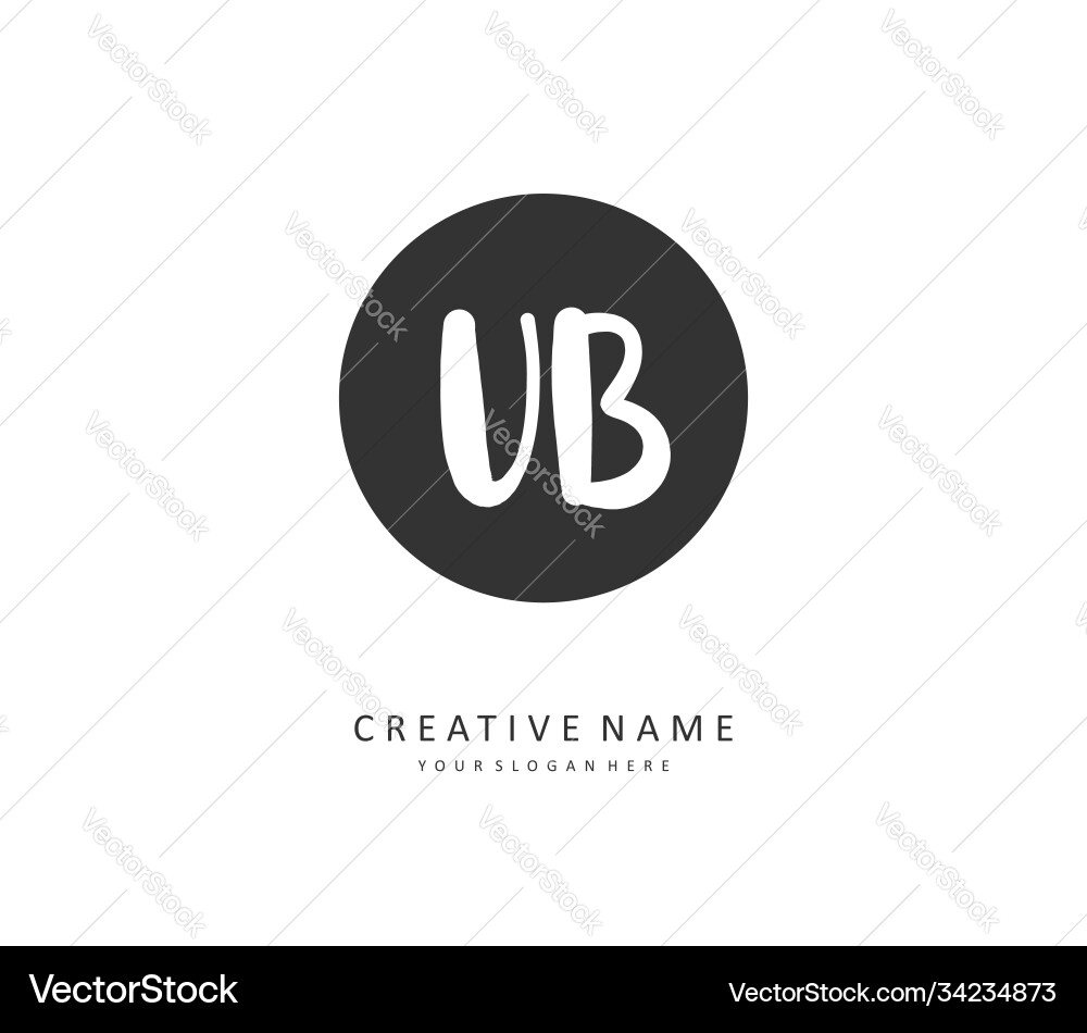 U b ub initial letter handwriting and signature Vector Image