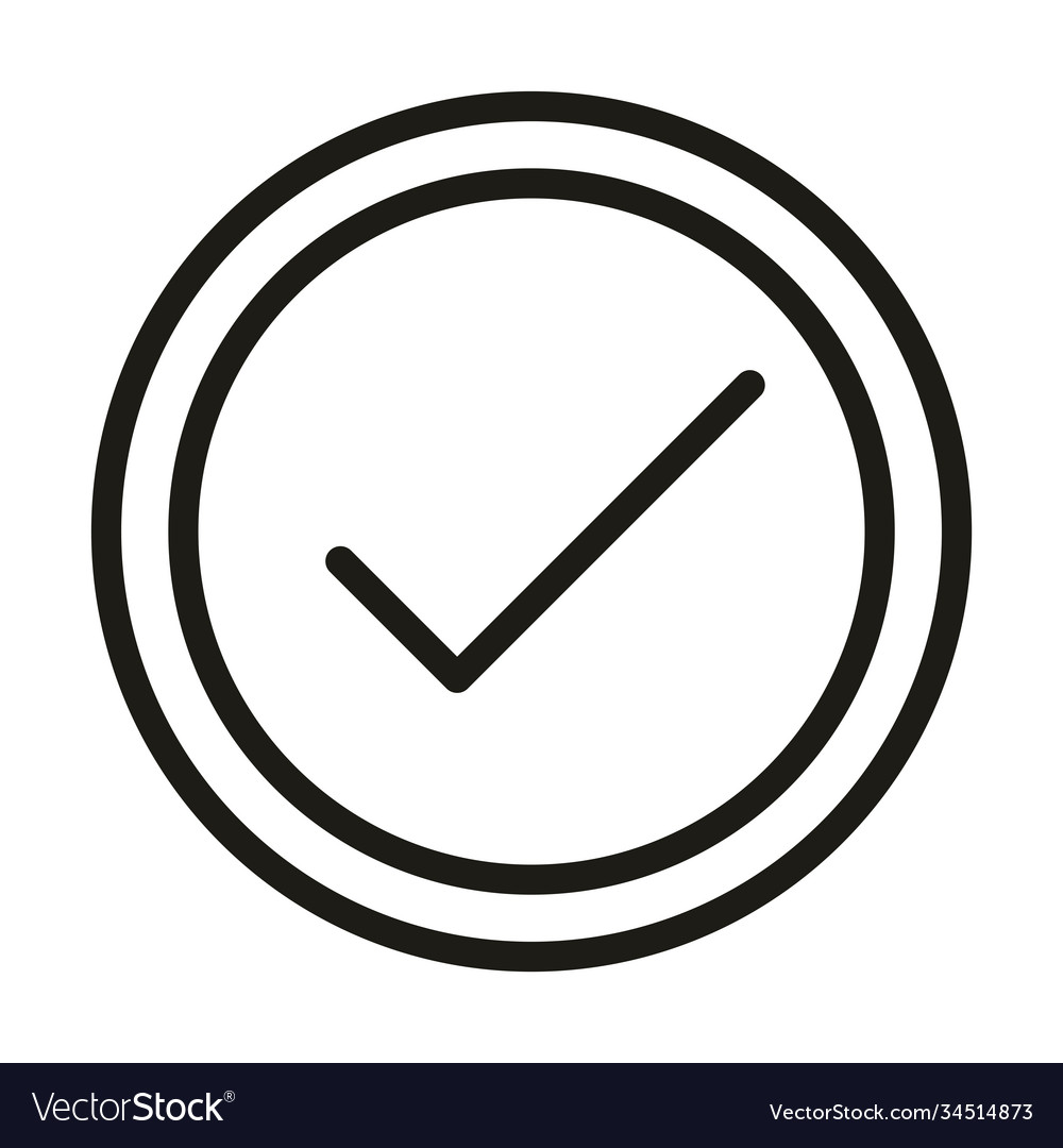 User interface accept check mark button linear Vector Image