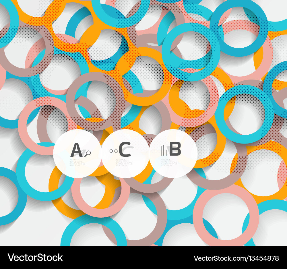 3d rings on grey geometrical modern abstract Vector Image