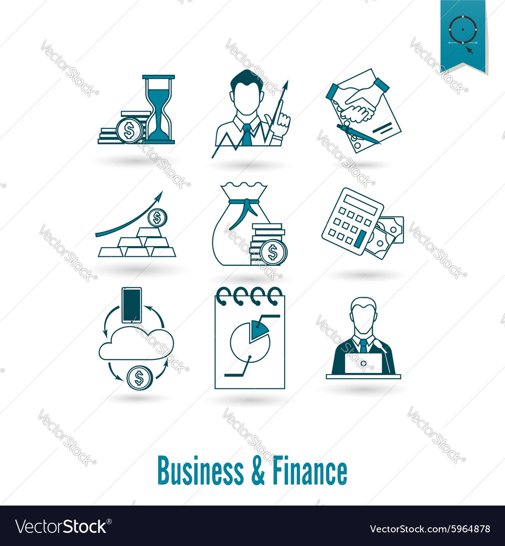 Business and finance icon set Royalty Free Vector Image