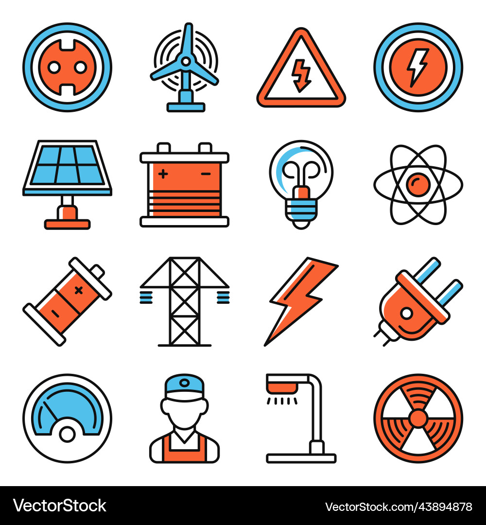 Electricity icons set on white background Vector Image