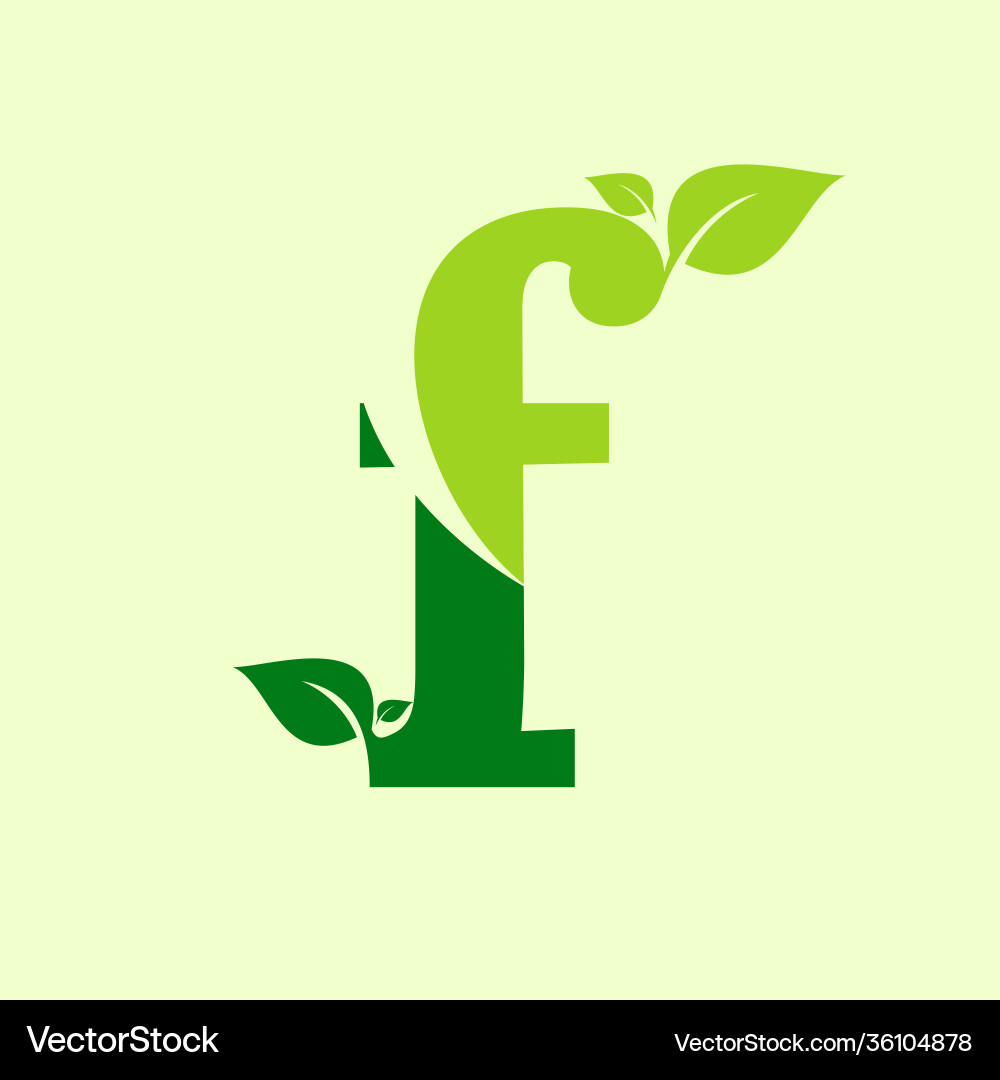 Green f letter with leaf logo Royalty Free Vector Image