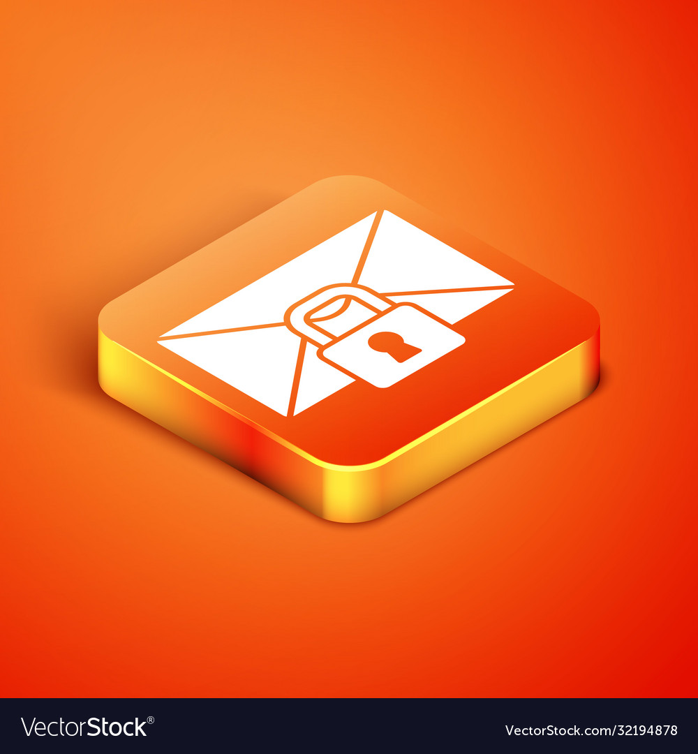 Isometric Mail Message Lock Password Icon Isolated