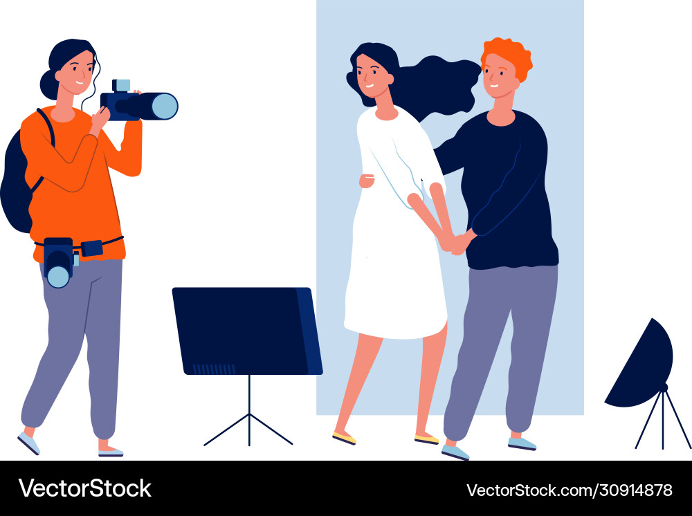 Professional photo session young couple Royalty Free Vector