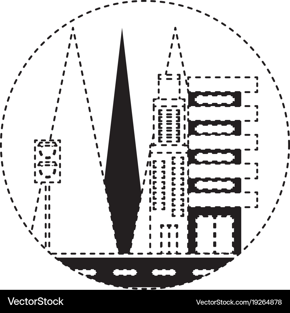 Road with city buildings Royalty Free Vector Image