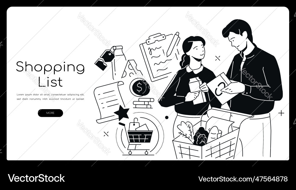 Shopping list - modern line design style banner Vector Image