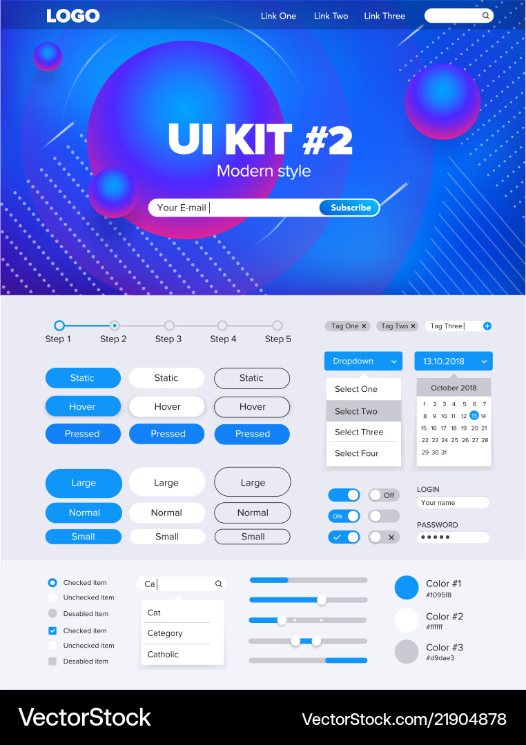 Ui kit for websiteui website template Royalty Free Vector