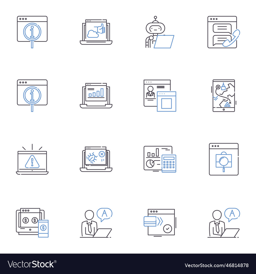 Ultra-portable computer line icons collection Vector Image