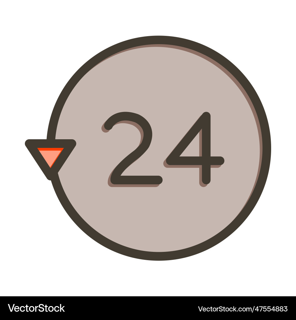 24 hours thick line filled colors for personal Vector Image