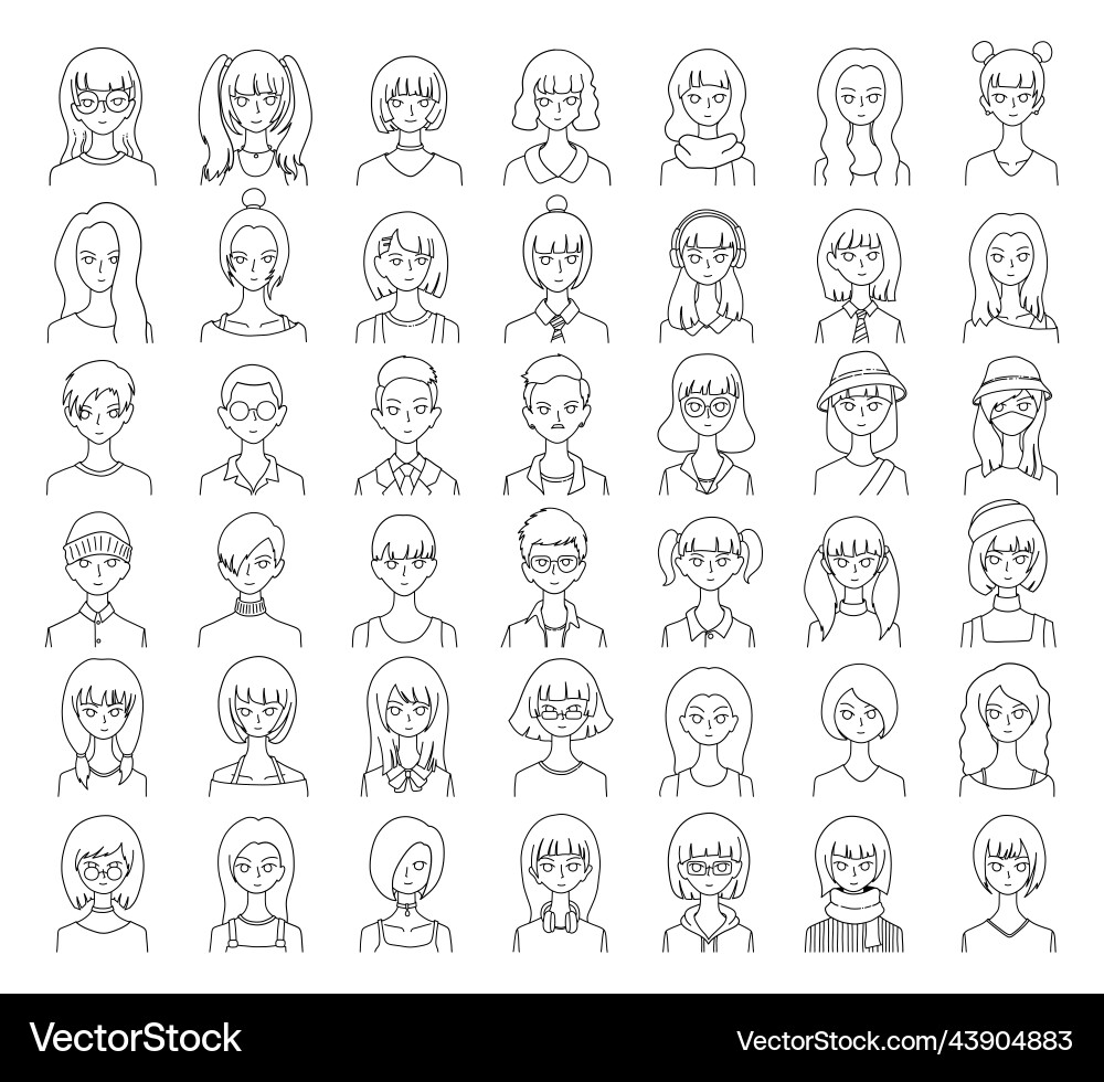 Avatar portrait doodle icon drawing sketch Vector Image