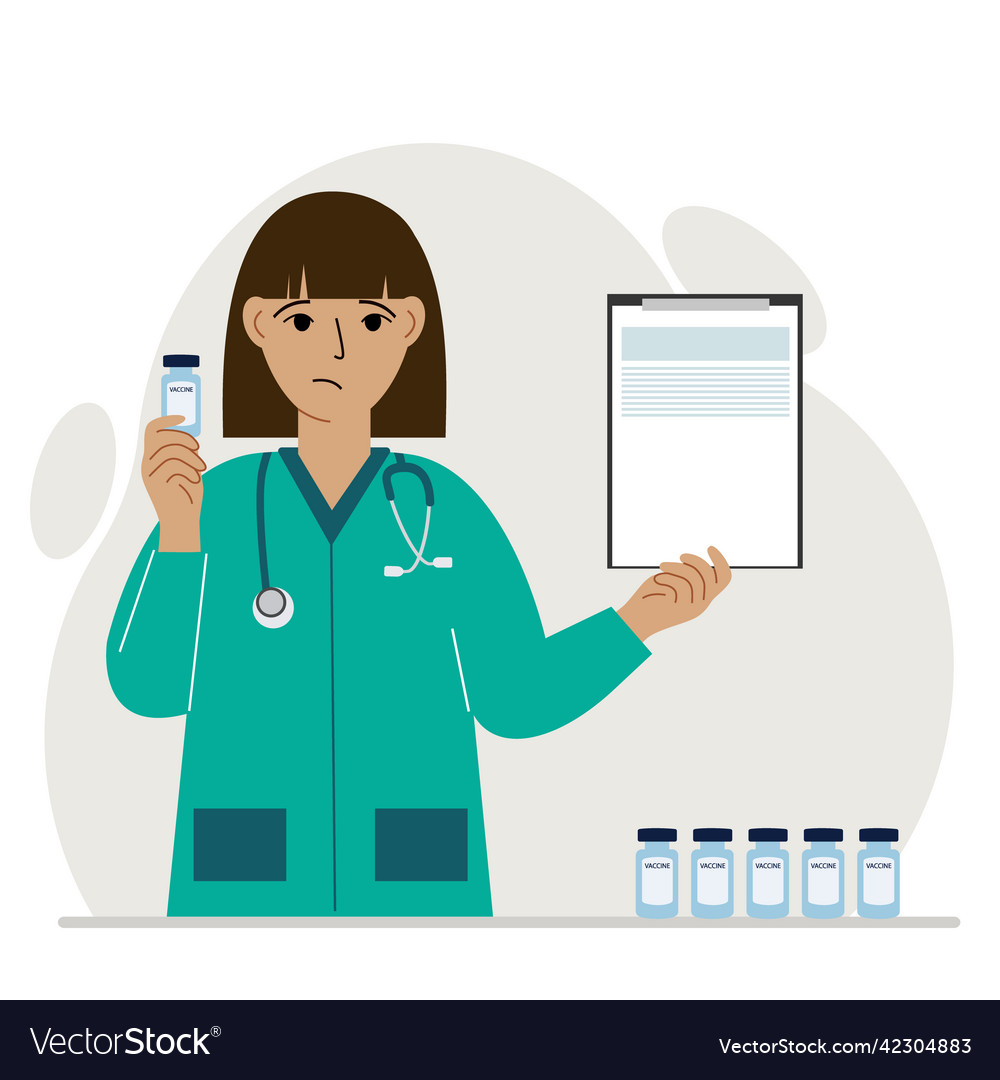 Concept of vaccination the doctor is holding Vector Image