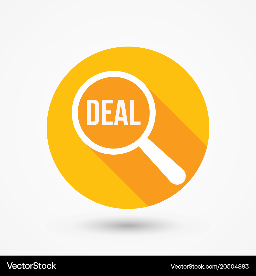 Deal word magnifying glass Royalty Free Vector Image