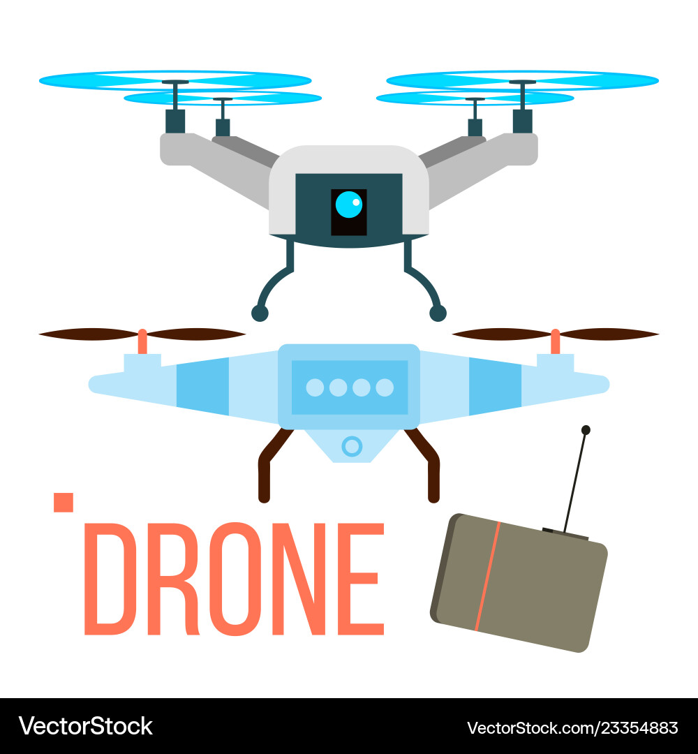 Drone remote aerial quadcopter photo Royalty Free Vector